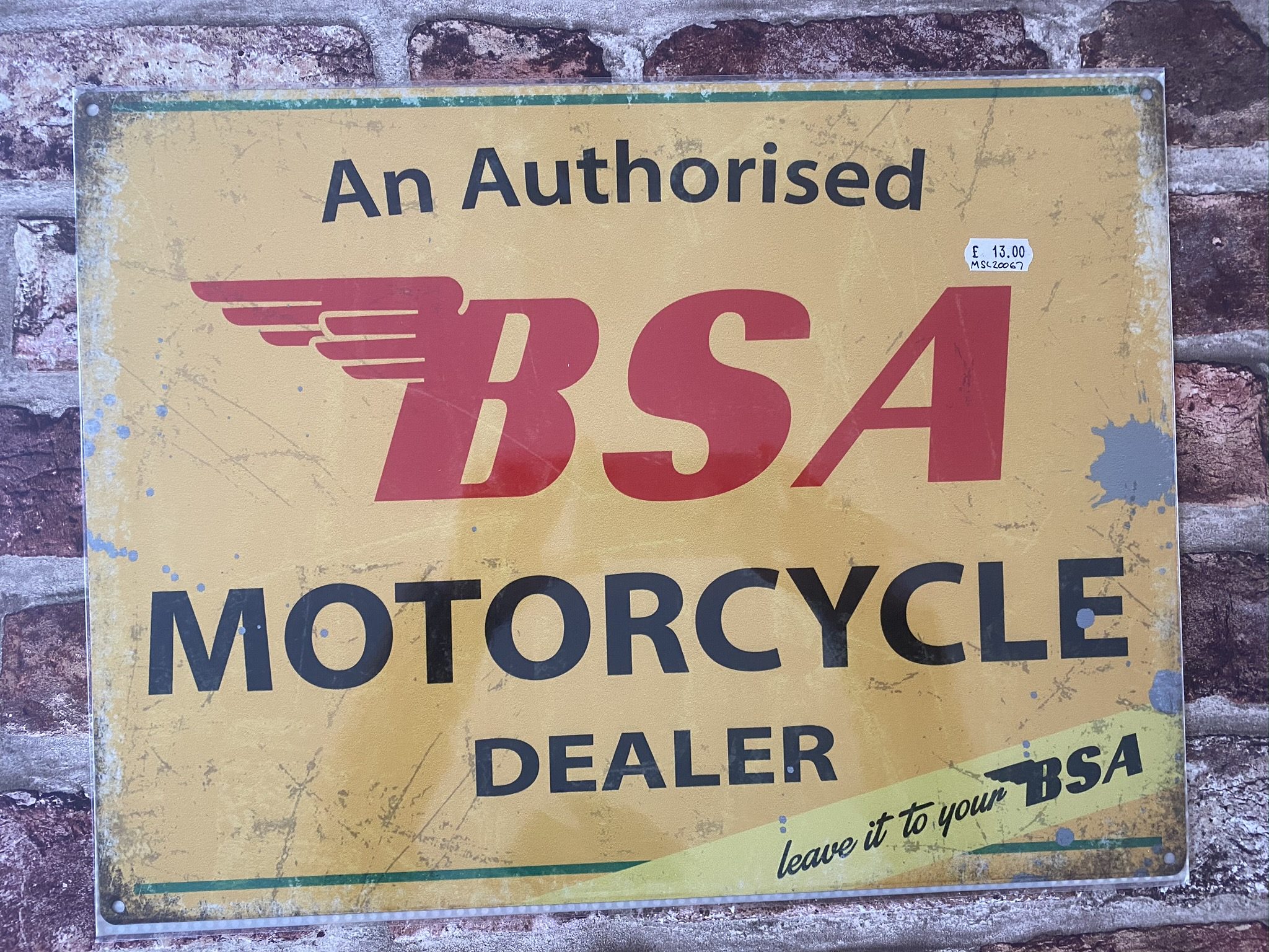 Metal Sign, Authorised BSA Dealer, Large – Then Retro