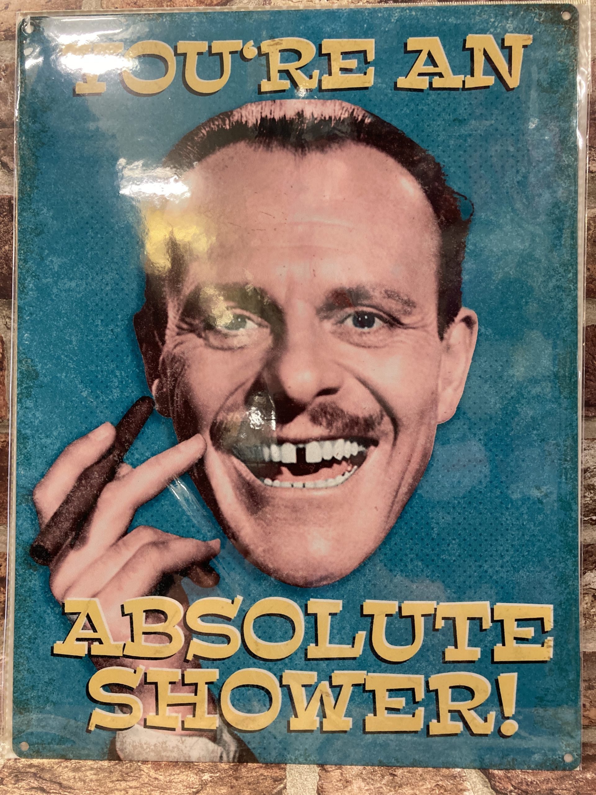 Metal Sign, Terry Thomas , Absolute Shower, Large – Then Retro