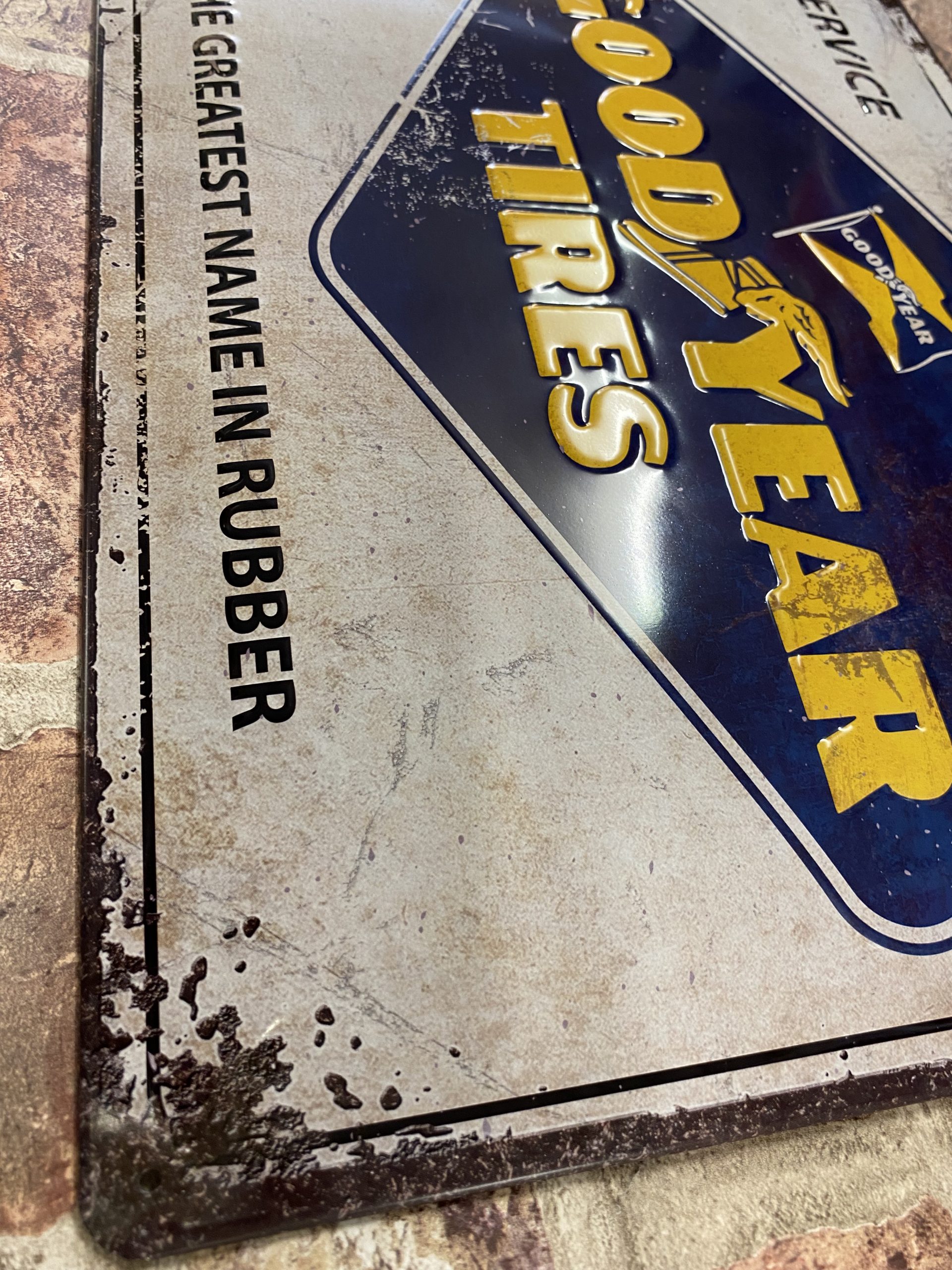 Metal Sign Embossed Large, Goodyear Tires Service Station – Then ...
