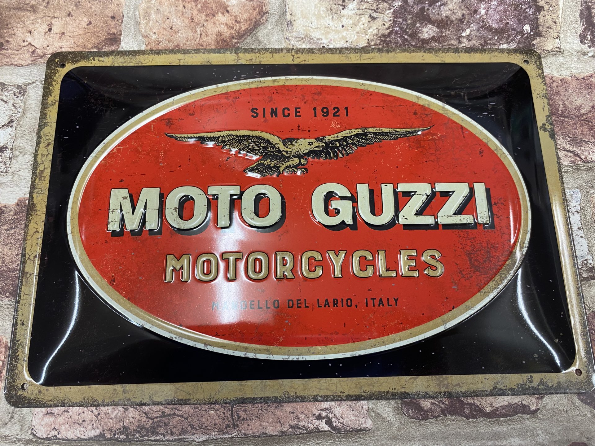 Metal Sign Embossed, Moto Guzzi Motorcycles – Then Retro