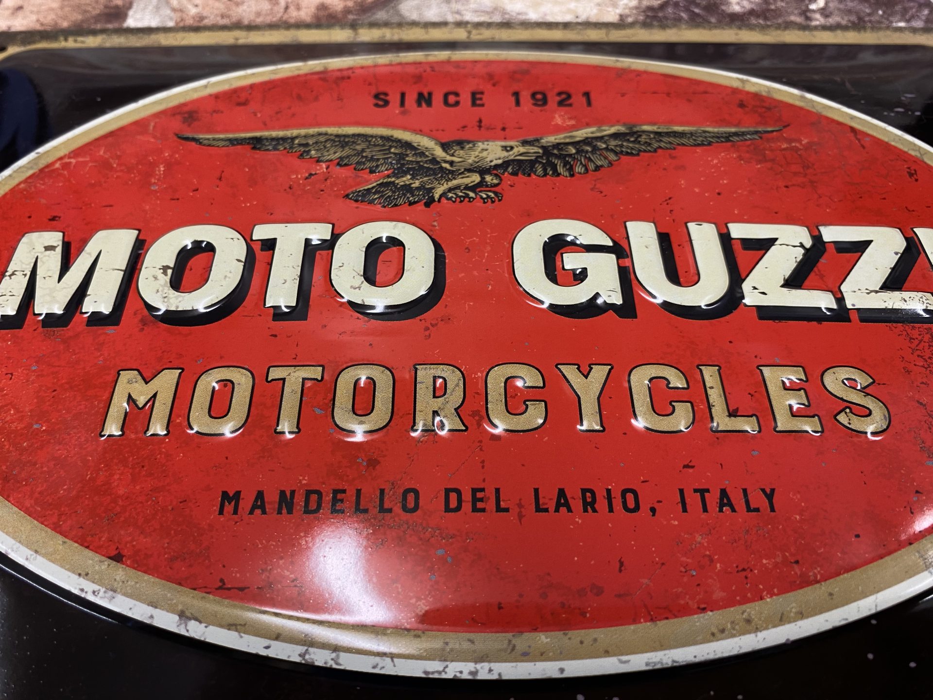 Metal Sign Embossed, Moto Guzzi Motorcycles – Then Retro