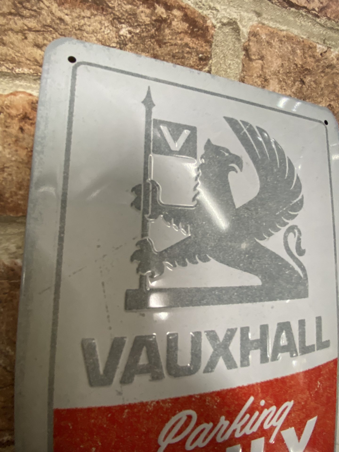 Metal Sign Embossed Small,Vauxhall Parking Only – Then Retro