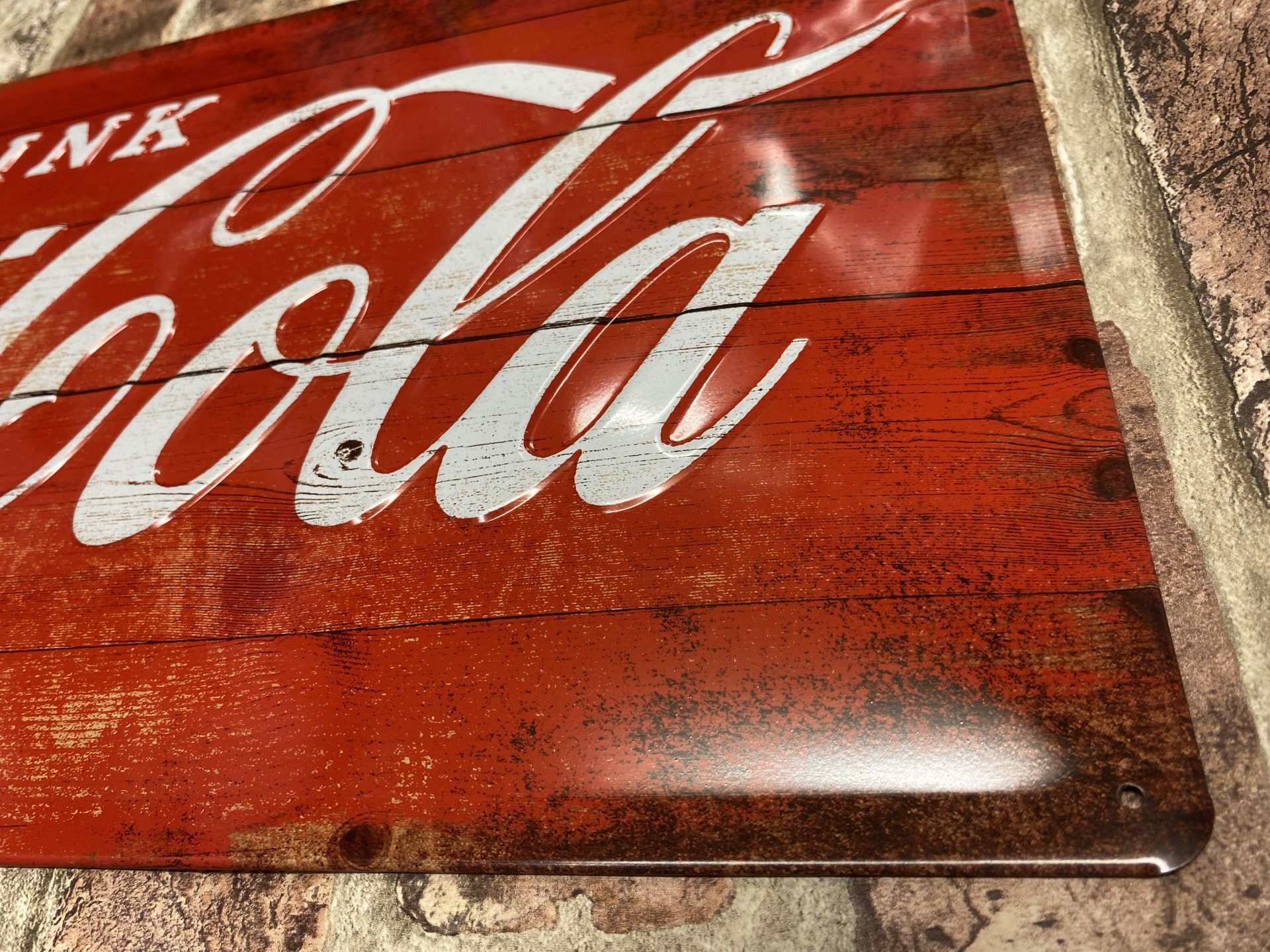 Metal Sign Embossed Long, Coca Cola Classic Logo – Then, quirky and ...
