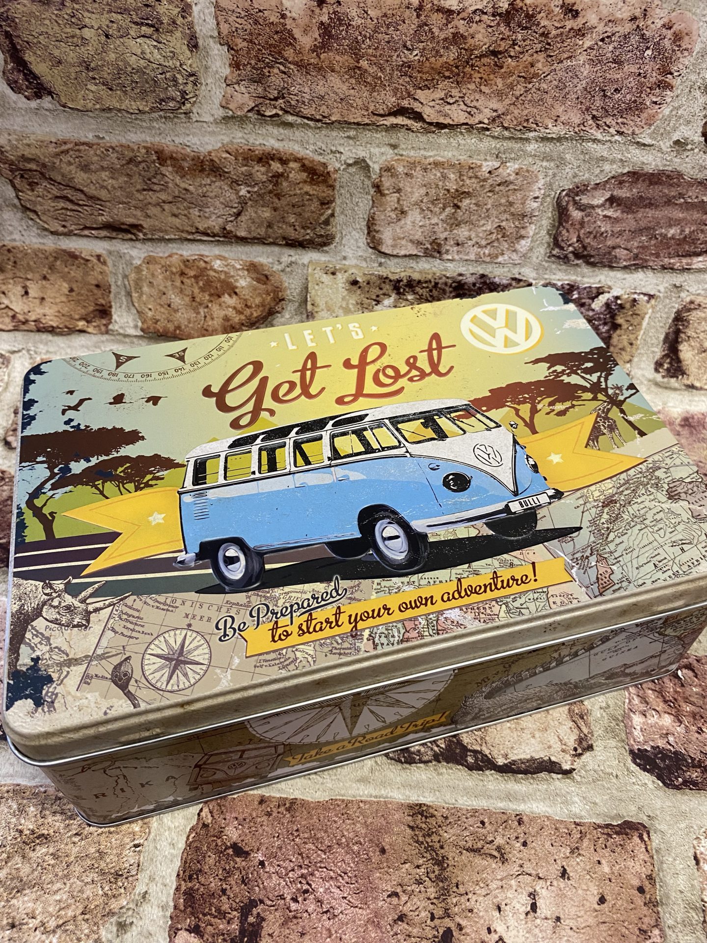 Storage Tin Box Large Flat, VW Bulli Let’s Get Lost – Then, quirky and ...