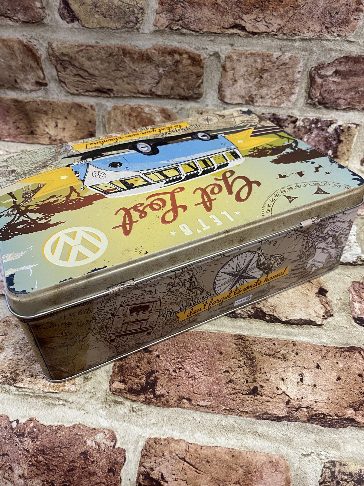 Storage Tin Box Large Flat, VW Bulli Let’s Get Lost – Then, quirky and ...