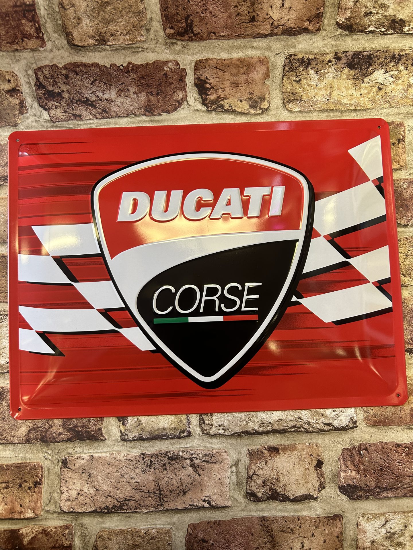 Metal Sign Embossed Large, Ducati Corse Logo Racing Flag – Then, quirky ...