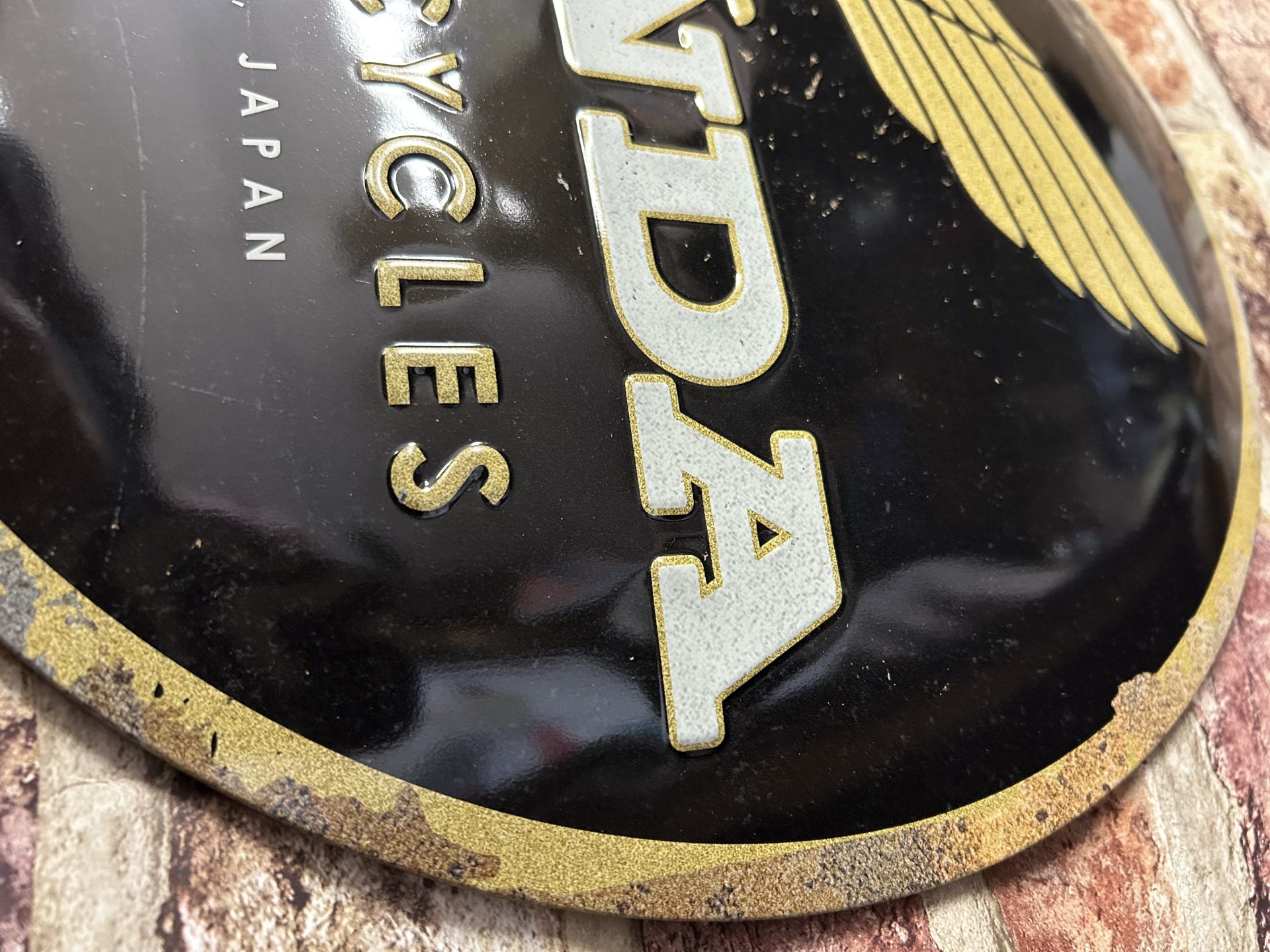 Metal Sign Embossed Large Round Honda Motorcycles Gold Wing – Then ...