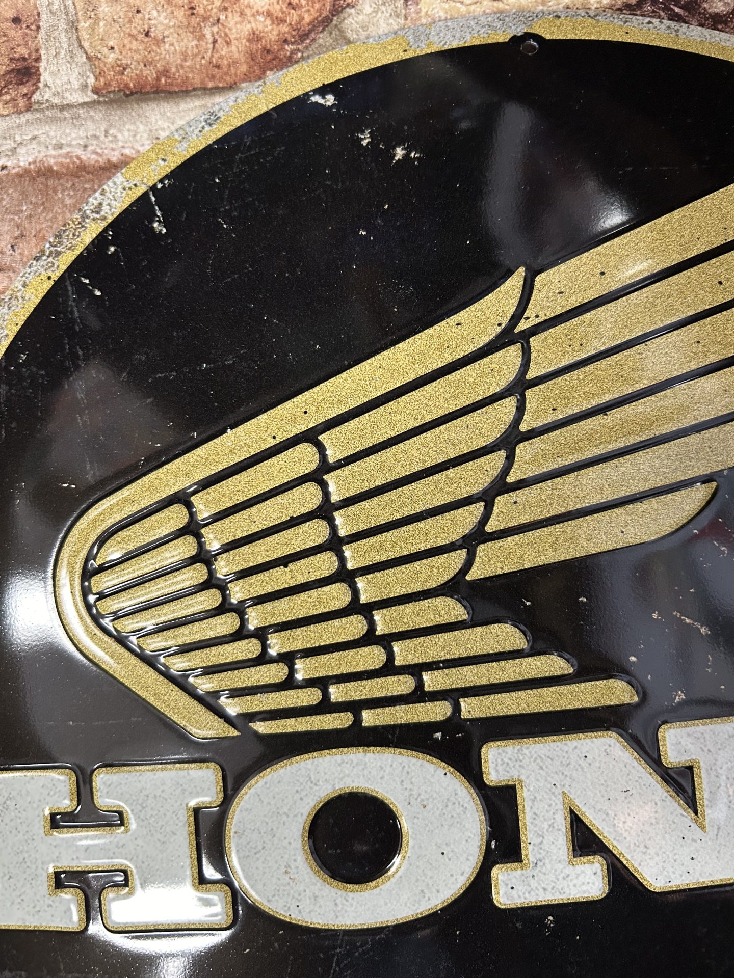 Metal Sign Embossed Large Round Honda Motorcycles Gold Wing – Then ...