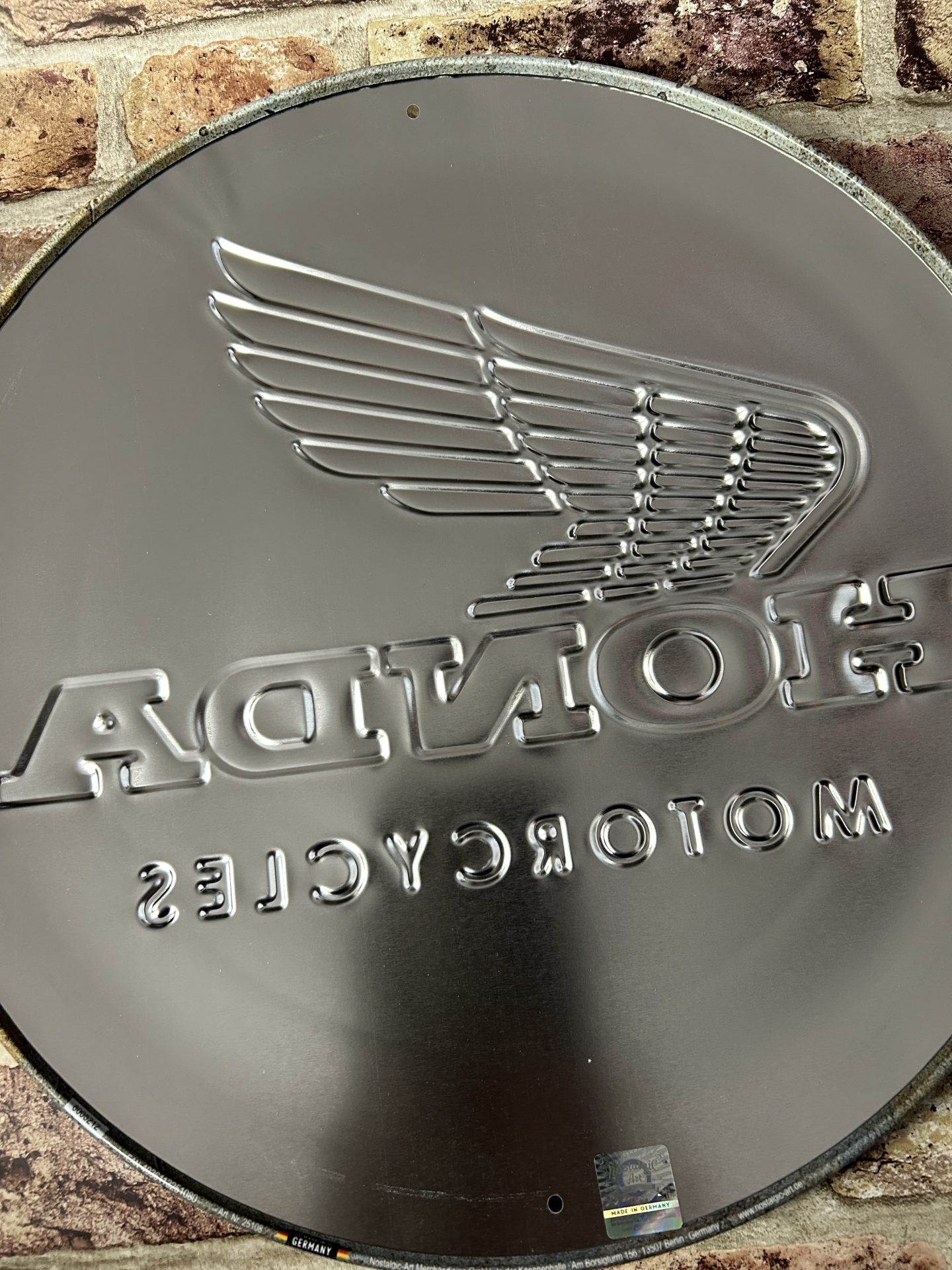 Metal Sign Embossed Large Round Honda Motorcycles Gold Wing – Then ...