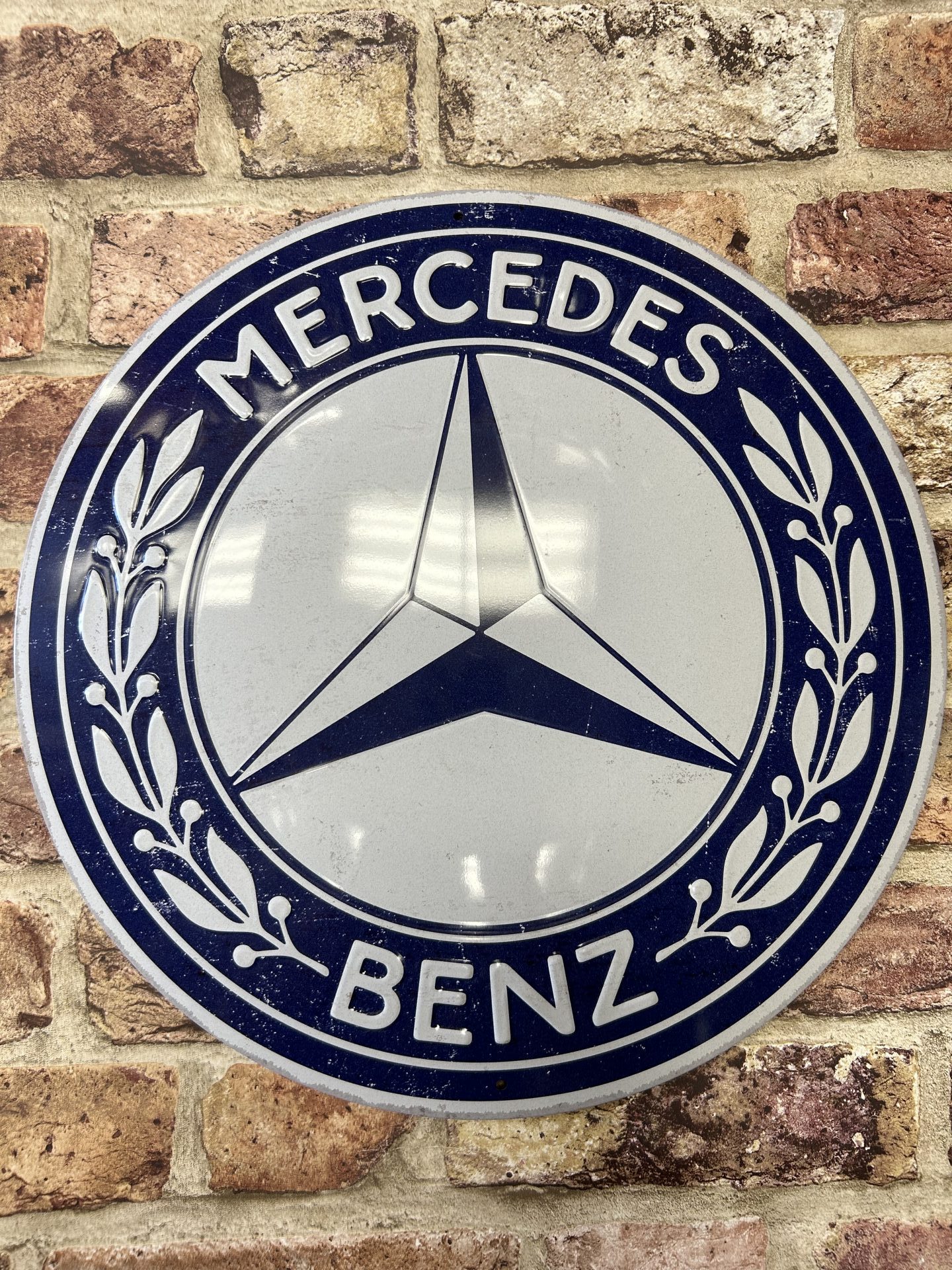 Metal Sign Embossed Large Round Mercedes Benz – Then, quirky and retro ...