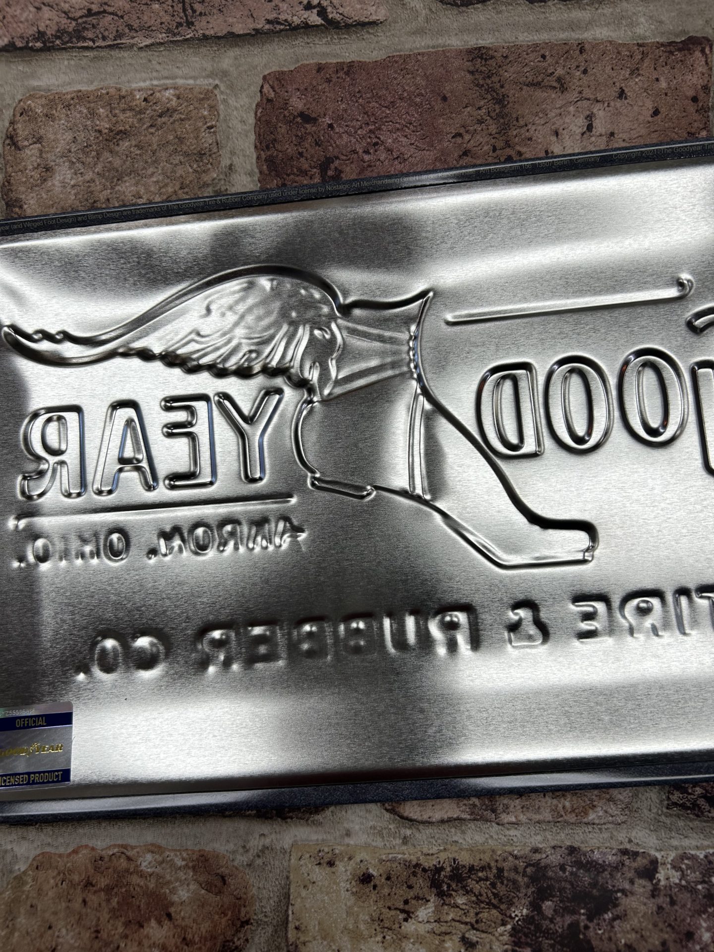 Metal Sign Embossed, Goodyear Winged Foot Logo – Then, quirky and retro ...
